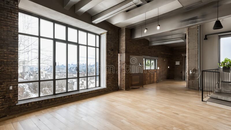 View of Studio, Entryway, and Second Story Loft Style Area. Generative ...