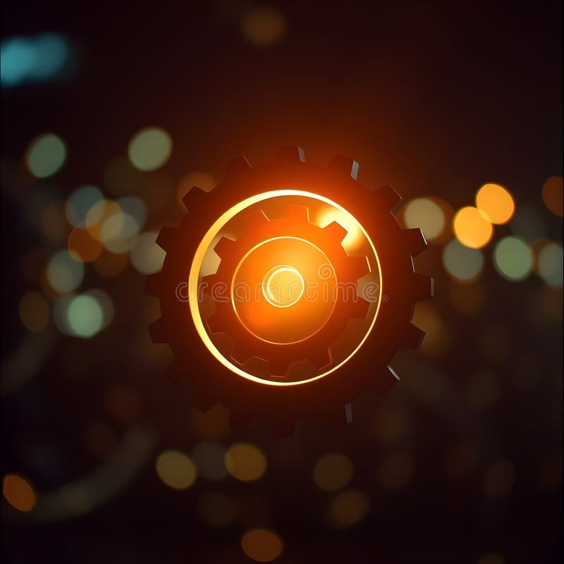 A Stylized Gears Interlocking To Power a Light Source Stock ...