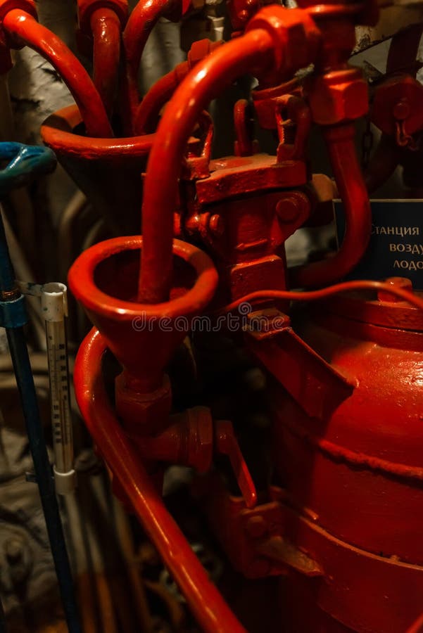 View of the Submarine Inside. Valves, Pipes, Devices Editorial Stock ...