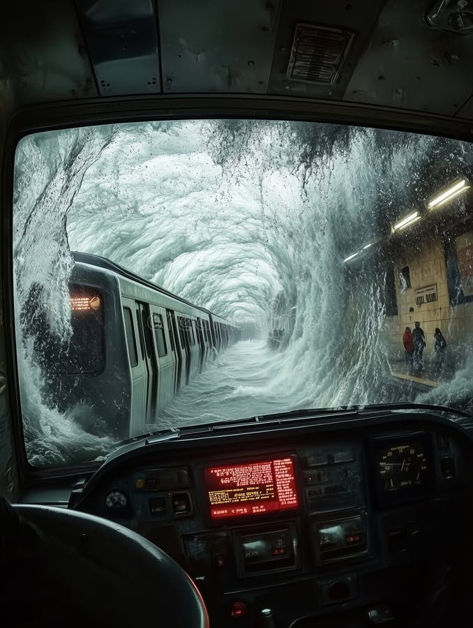 View from Subway Operator S Cabin during a Dramatic Storm at the ...