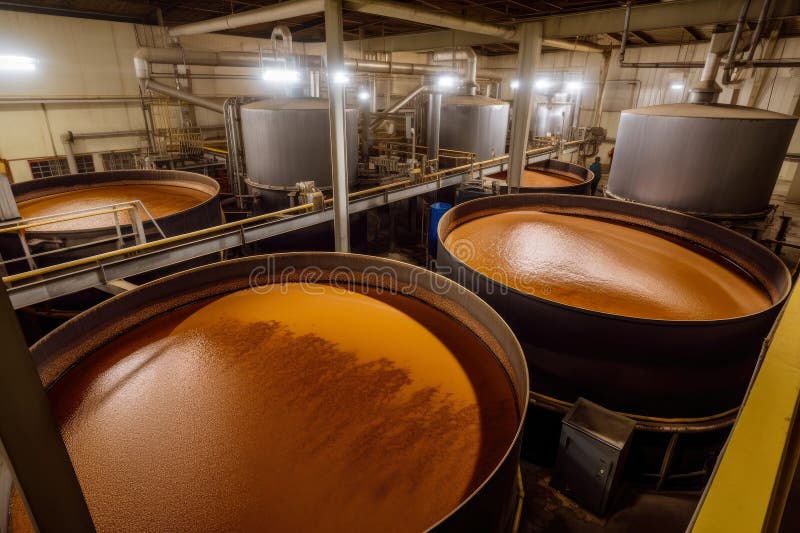 View of the Sugar Refining Process, with Molasses Being Separated from ...