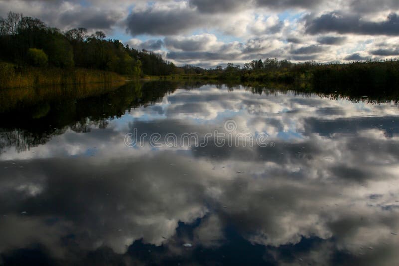 Autumn Landscape with Colorful Trees, Grass and River. Reflection in ...