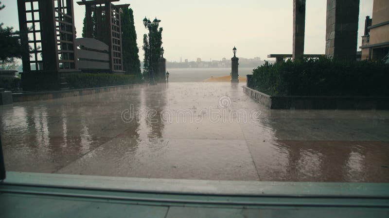 View of Summer Raining at Luxury House. 4K Stock Footage - Video of ...