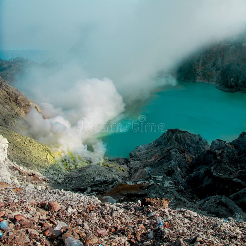 View of the Summit of the Crater of Ijen, Banyuwangi, East Java. Stock ...