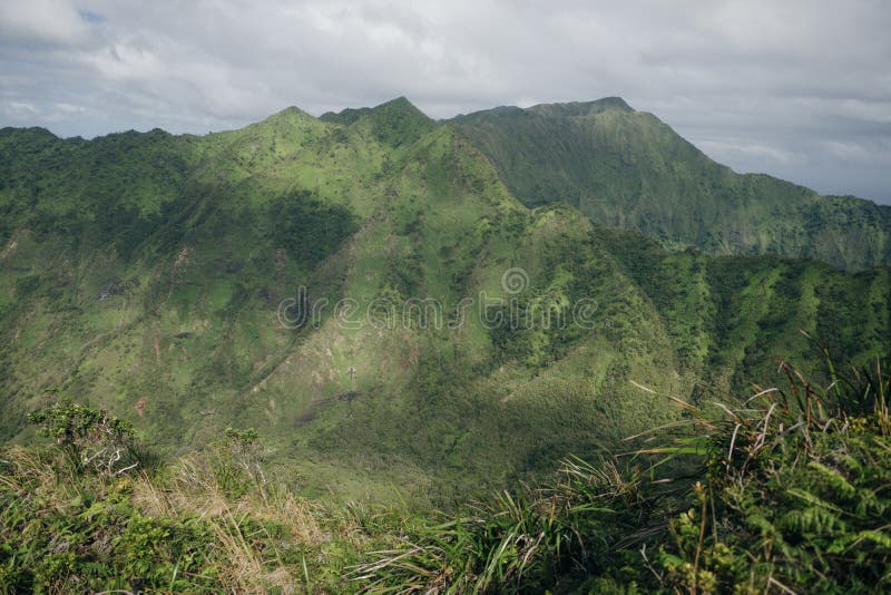 View from the Summit of the Koolau Mountain Range on the Island of Oahu ...