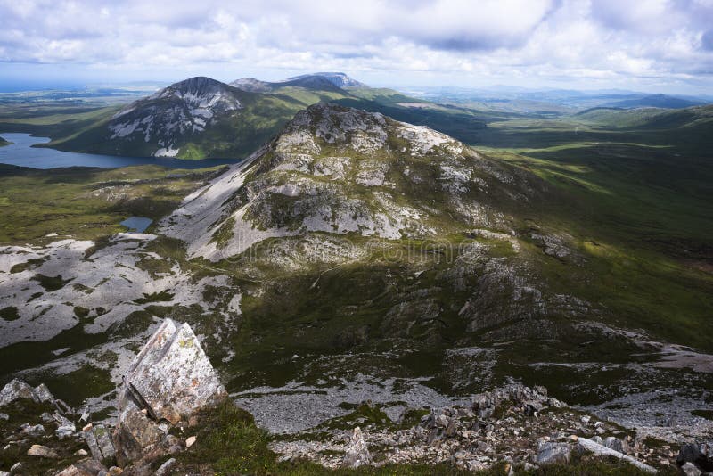 View from the Summit of Mount Errigal Stock Photo - Image of rugged ...