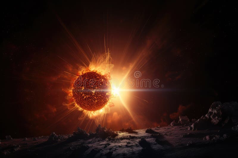 View of the Sun Exploding, with a View of Comet and Stellar Nebula in ...