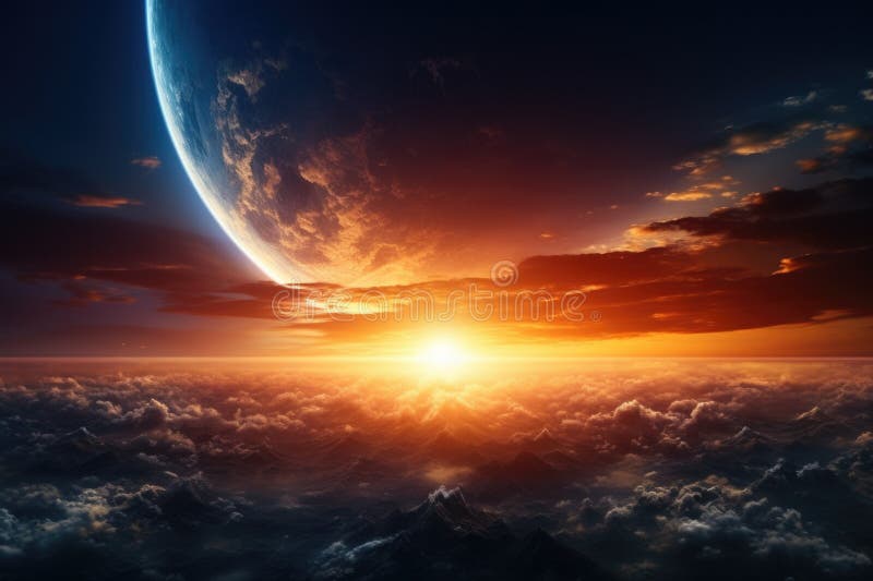 A View of the Sun Rising Above the Clouds Stock Image - Image of serene ...