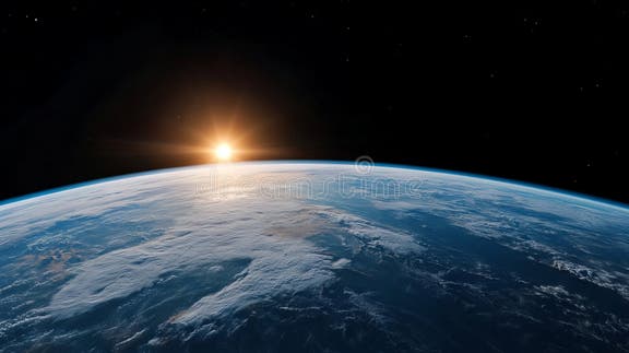 A View of the Sun Rising Over the Earth from Space Stock Photo - Image ...