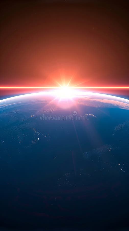 A View of the Sun Rising Over the Earth from Space Stock Photo - Image ...