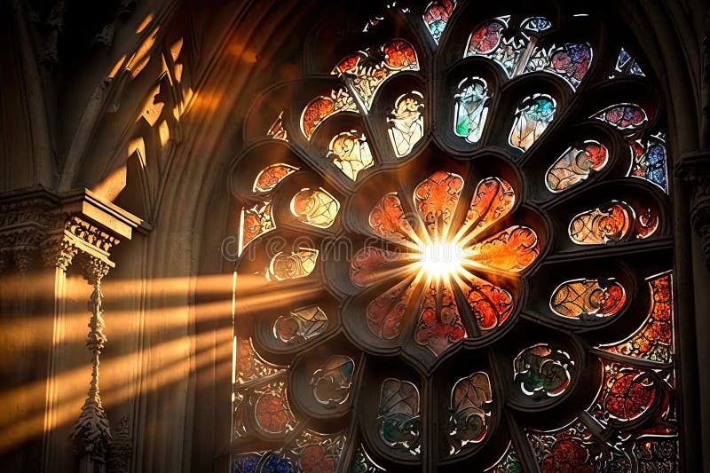 A View of the Sun S Rays Shining through a Stained Glass Window Stock ...