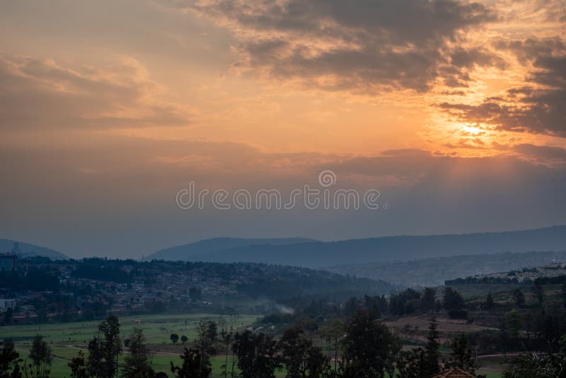 Sunset Over the Hills in Kigali, Rwanda Stock Photo - Image of travel ...