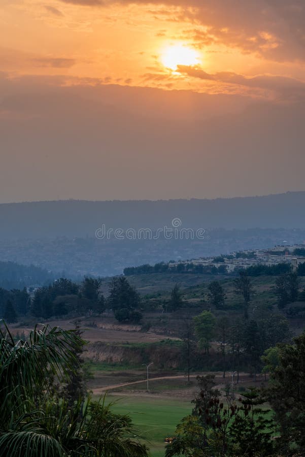Sunset Over the Hills in Kigali, Rwanda Stock Image - Image of outdoor ...