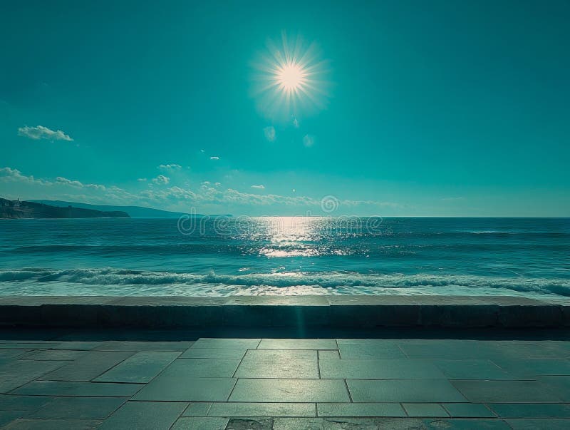 A View of the Sun Shining Brightly Over the Ocean Stock Photo - Image ...