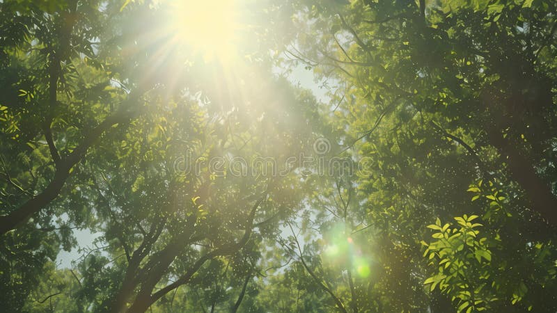 A View of Sunlight Filtering through the Dense Canopy of Trees in a ...