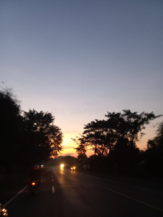 View of the Sunrise on the Highway Stock Photo - Image of highway ...