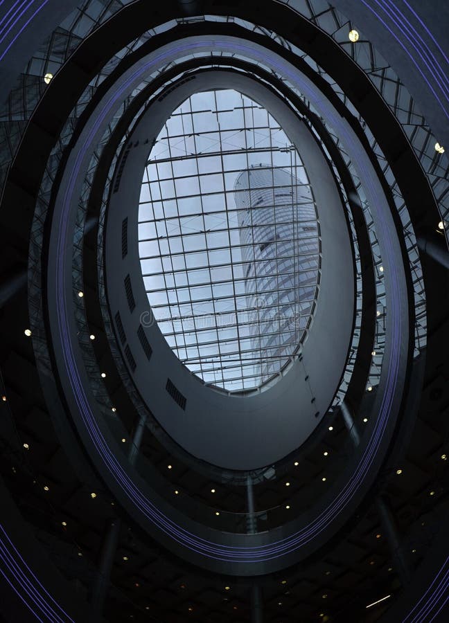 A View through a Sunroof of a Tall Building Sky Tower in Wroclaw Stock ...