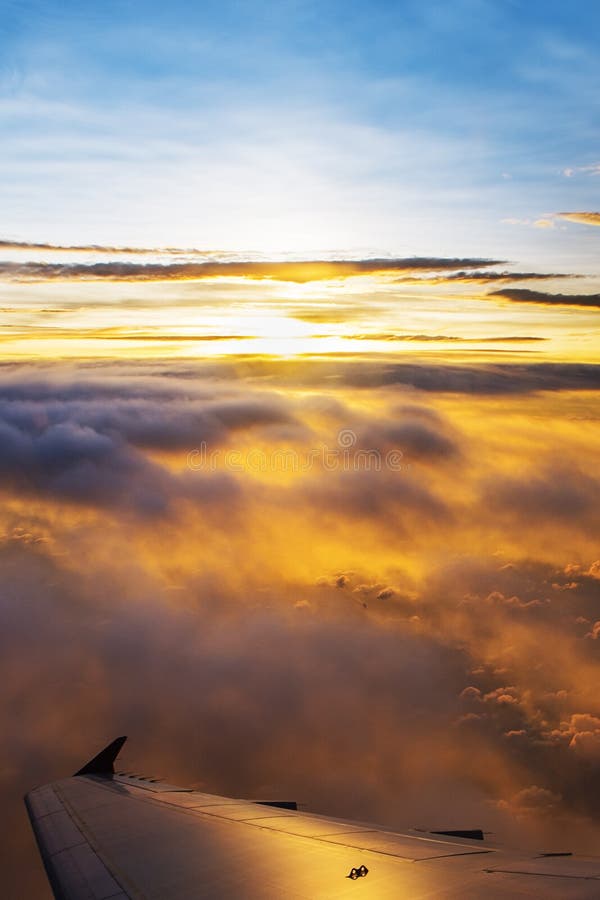 View of Sunset from Airplane Window Stock Image - Image of aviation ...