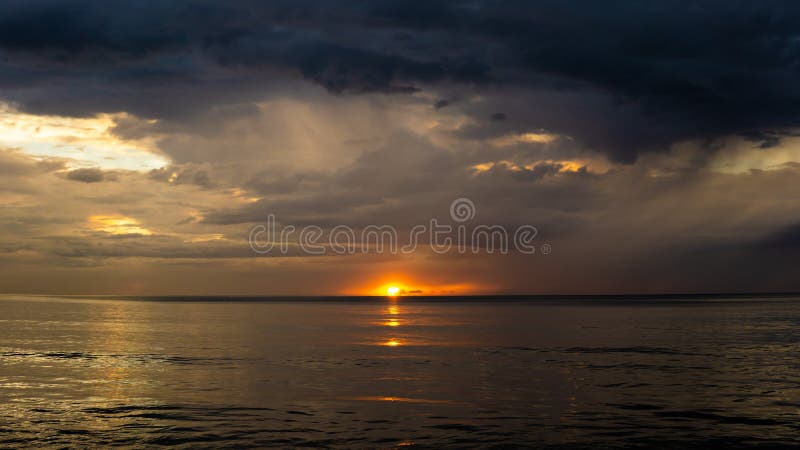 The View of Sunset at the End of the Ocean. Stock Image - Image of dusk ...