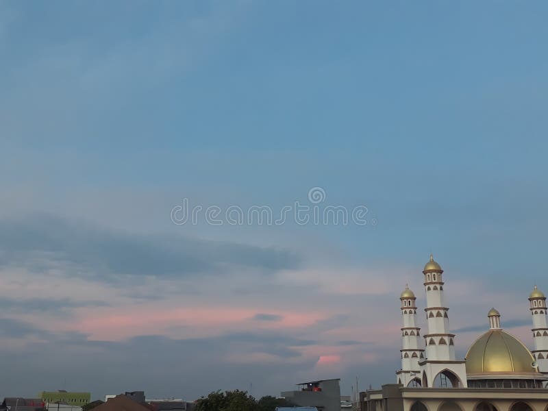 View of Sunset and the Mosque Editorial Image - Image of religion ...