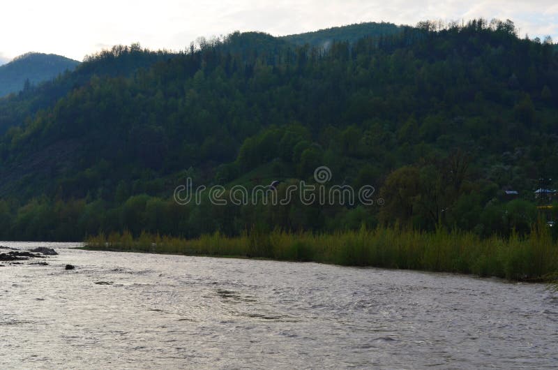 View of a Sunset at Mountain River Stock Photo - Image of blue, spring ...