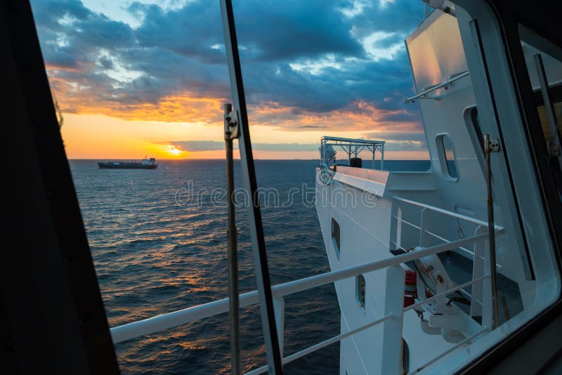 Navigation Bridge and Deck of Oil Tanker. Stock Image - Image of ...