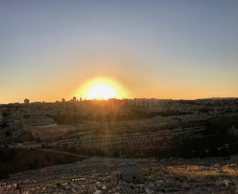 Jerusalem View Mount Olives Sunrise Sunset Stock Photos - Free ...