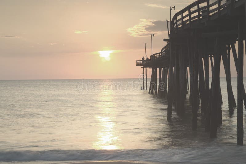 View of Sunset Over Sea with Pier Stock Image - Image of horizon, coast ...