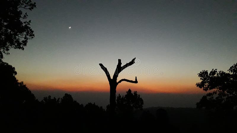 View of Sunset Point at Netarhat Stock Photo - Image of pacific, fire ...
