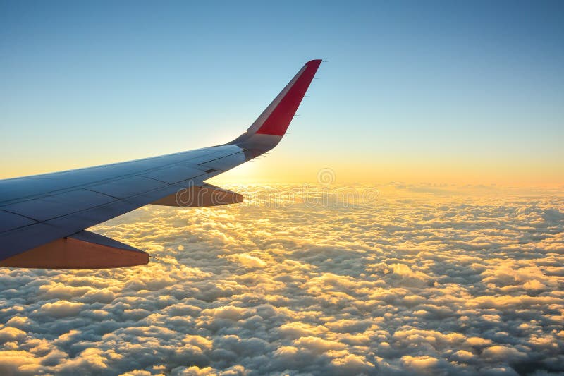 View of Sunset Sky from the Airplane Stock Photo - Image of plane ...