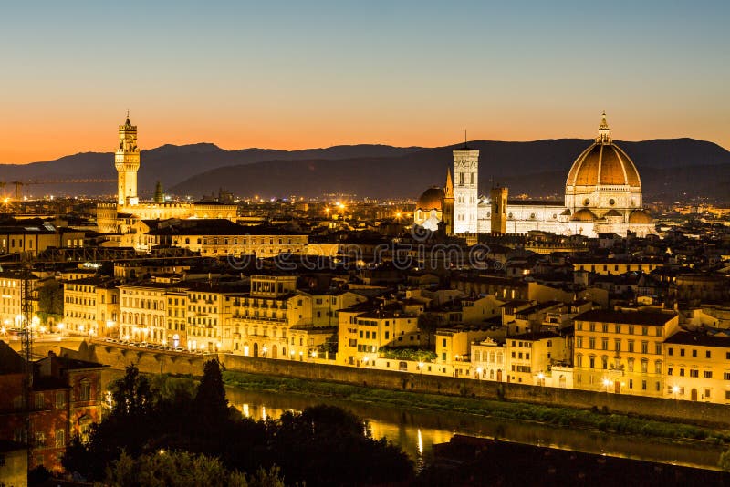 View at Sunset To the City of Florence from Michelangelo Square ...