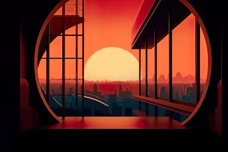 A View of a Sunset through a Window. Generative AI Image. Stock Photo ...