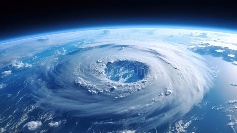 A View of a Super Typhoon Over the Ocean from Space on Earth. Created ...