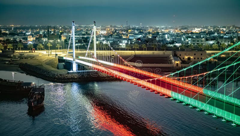 View of Sur with Al Ayjah Bridge, Oman Stock Image - Image of oman ...
