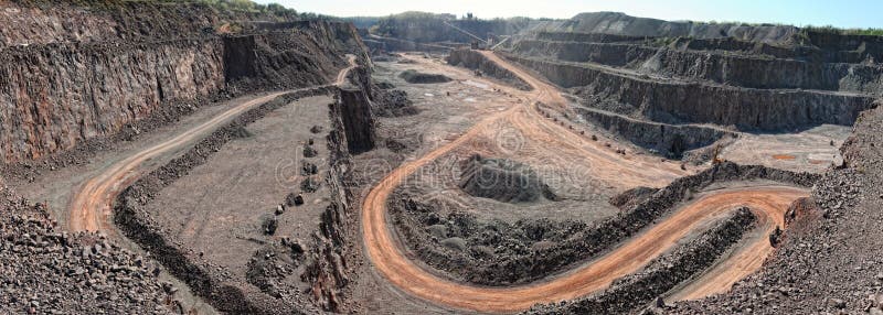 View into Surface Mine of Porphyry Rocks. Stock Image - Image of stone ...