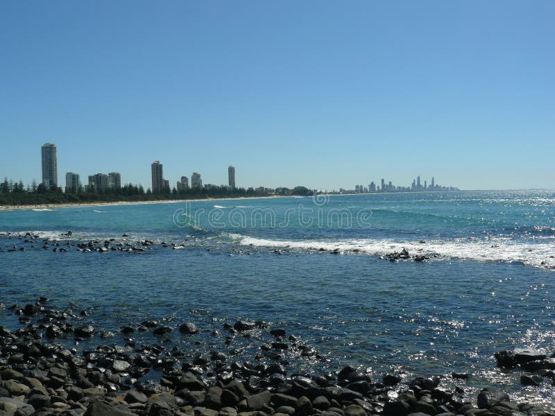 A View of Surfers Paradise from a Large Distance with the Ocean and ...