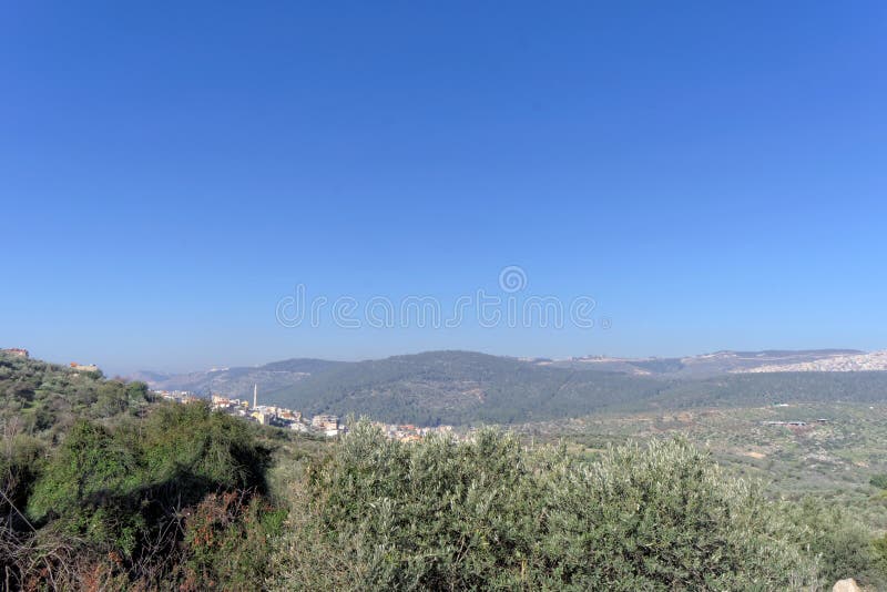 View of the Surroundings from the Mount Tabor in Israel. Stock Image ...