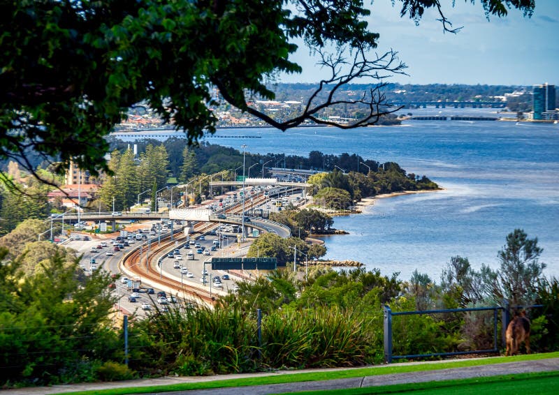 View of the Swan River and South Perth Stock Photo - Image of memorials ...
