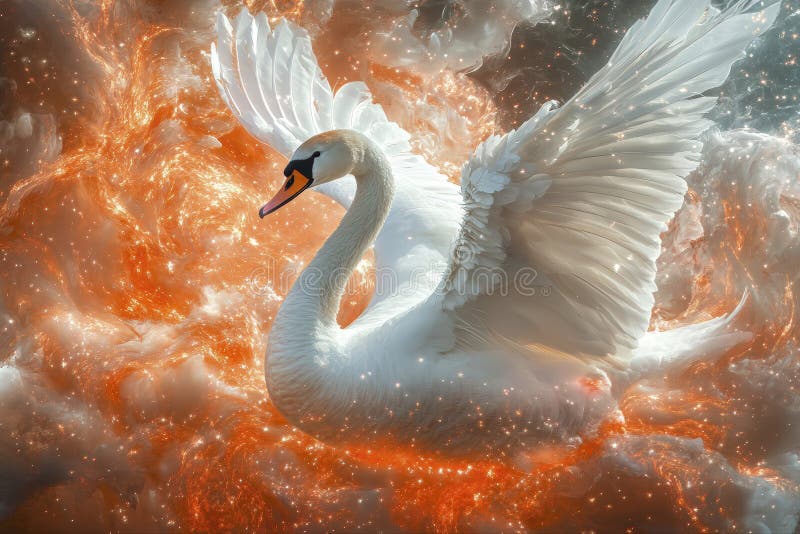 View of a Swan Swimming in Whirlwind Water Environment, AI Generated ...