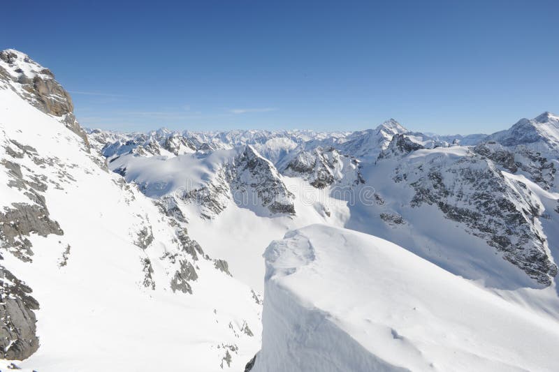 View on the Swiss Alps from Mount Titlis Stock Photo - Image of ridge ...
