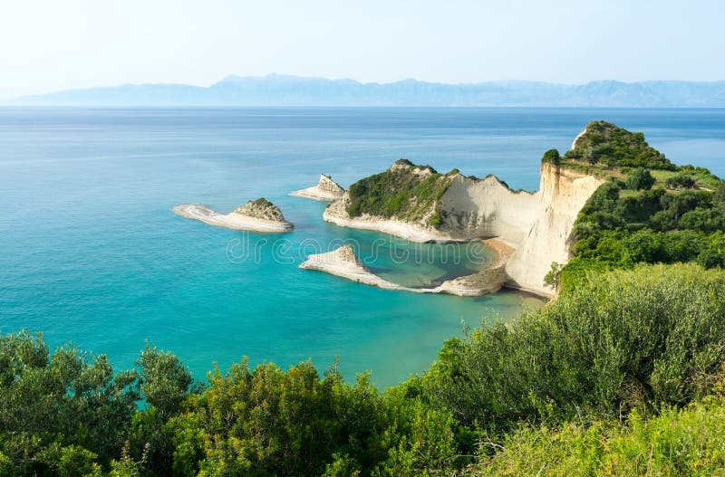 View on Symbol of Corfu Island - Cape Drastis, Greece Stock Image ...