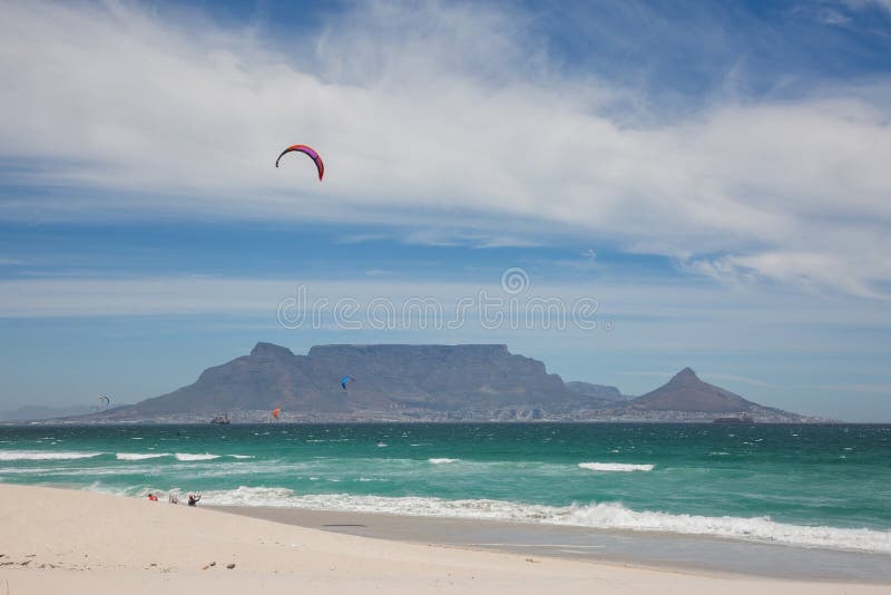 View of Table Mountain from Blouberg Beach Stock Image - Image of ...