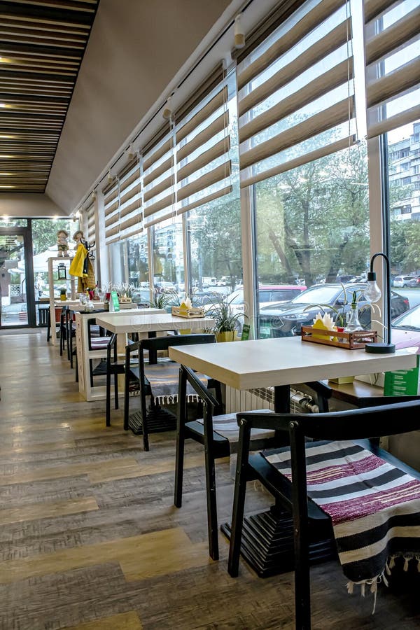 View of Tables in an Empty Cafe Stock Photo - Image of interior ...
