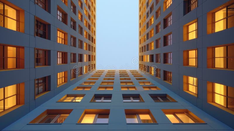 A View of a Tall Building with Glass Windows and Buildings in the ...