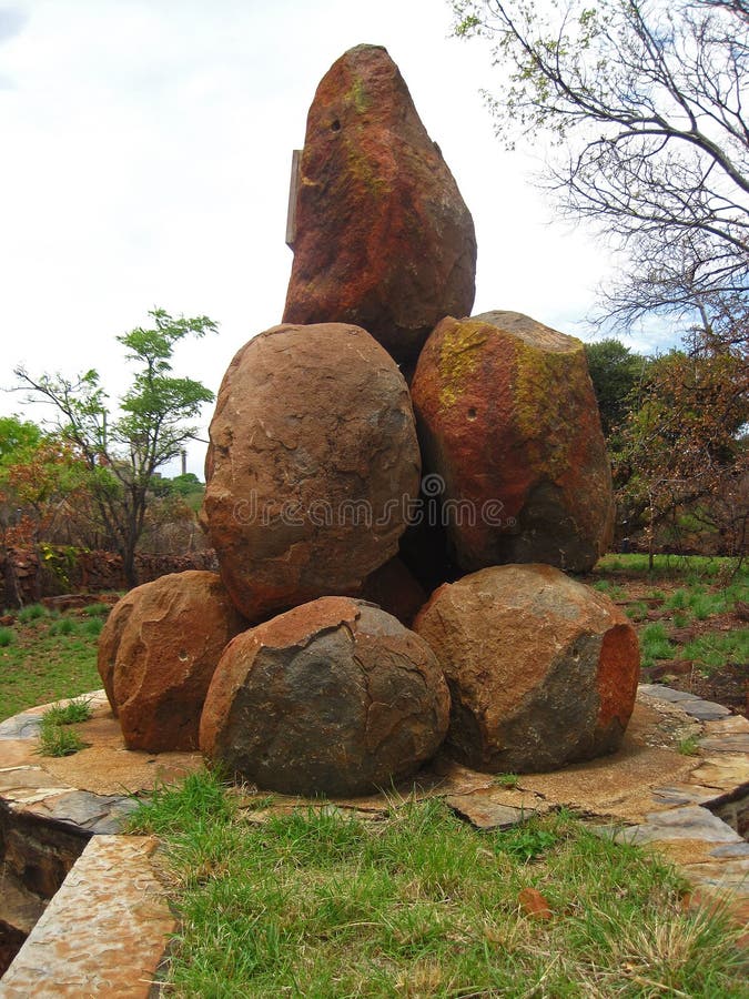 Informal Stacked Rock Memorial in an Old Graveyard Stock Photo - Image ...
