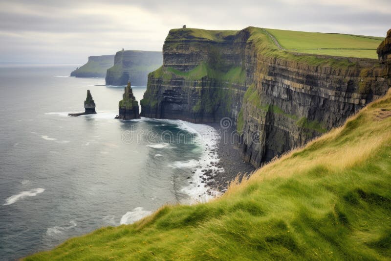 View of Tall, Towering Cliffs Along a Coastline Stock Illustration ...
