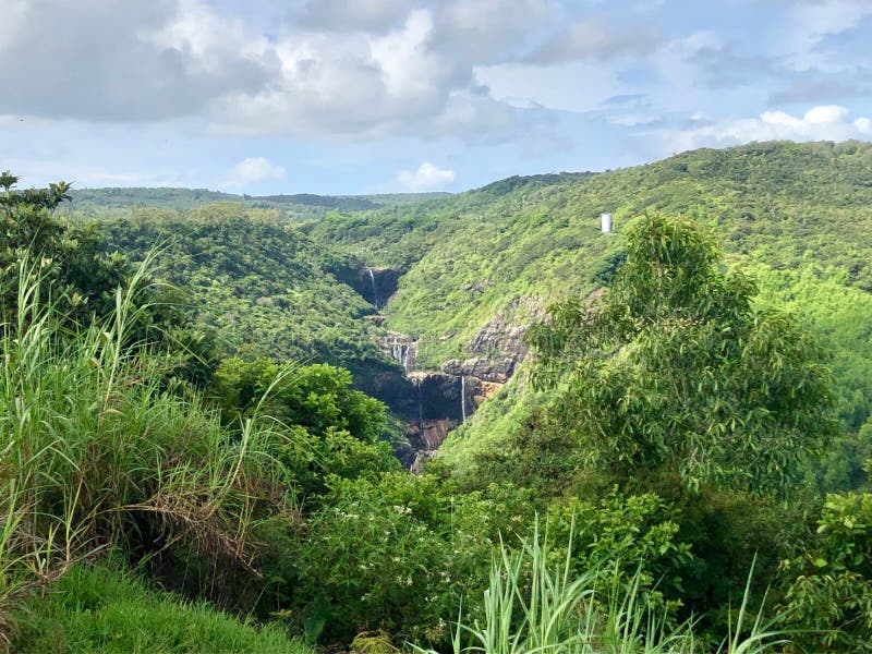 View on Tamarind Waterfalls, Mauritius Island Stock Image - Image of ...