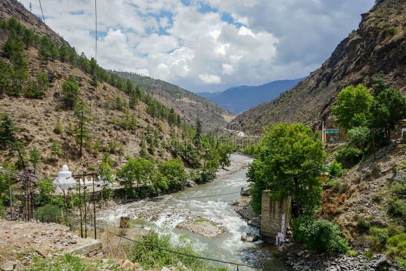 Tamchog Lhakhang Monastery, Paro River, Bhutan Stock Photo - Image of ...