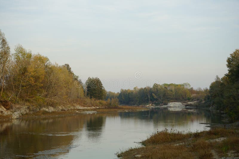 View of the Tanaro River in the Langhe, Piedmont Italy Stock Image ...