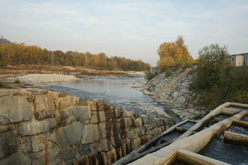 View of the Tanaro river stock image. Image of beauty - 104332505